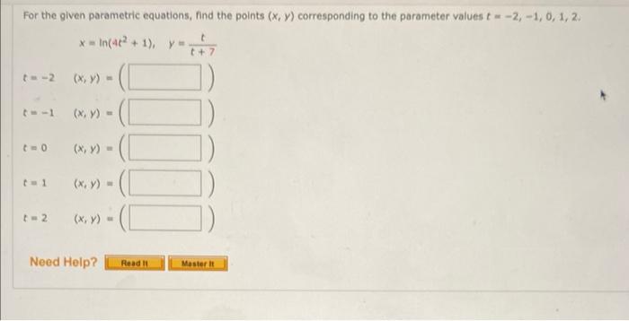 Solved For the given parametric equations, find the points | Chegg.com