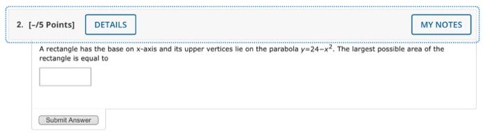 Solved A rectangle has the base on x-axis and its upper | Chegg.com