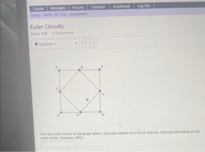 Solved Find any Euler circuit on the graph above. Give your | Chegg.com