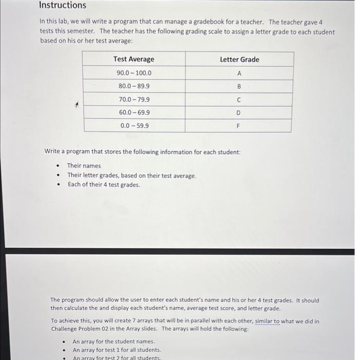 Solved Instructions In this lab, we will write a program | Chegg.com
