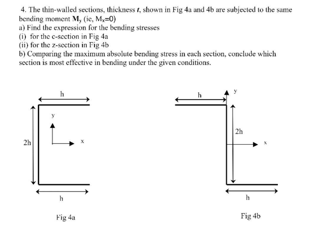 Solved 4. The thin-walled sections, thickness 1, shown in | Chegg.com
