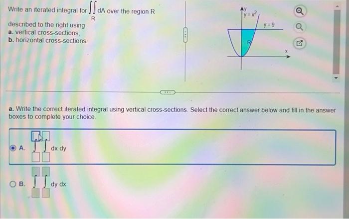 Solved Write an iterated integral for ∬RdA over the region R | Chegg.com