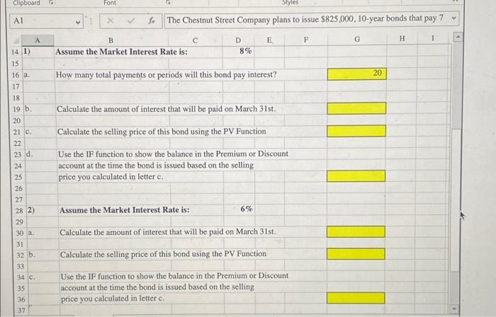 Solved Bond Pricing using Excel's PV and IF Functions The | Chegg.com