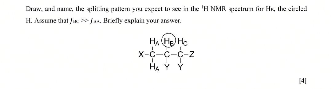 Solved Draw, and name, the splitting pattern you expect to | Chegg.com