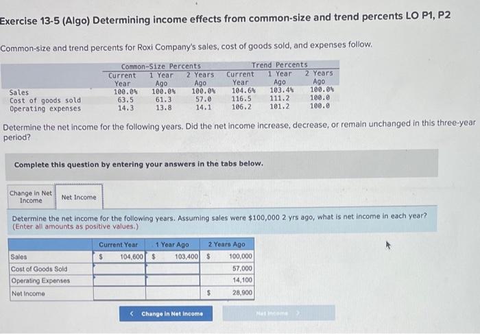 Solved Exercise 13−5 (Algo) Determining income effects from | Chegg.com