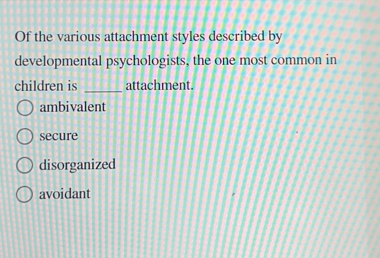Solved Of the various attachment styles described by | Chegg.com