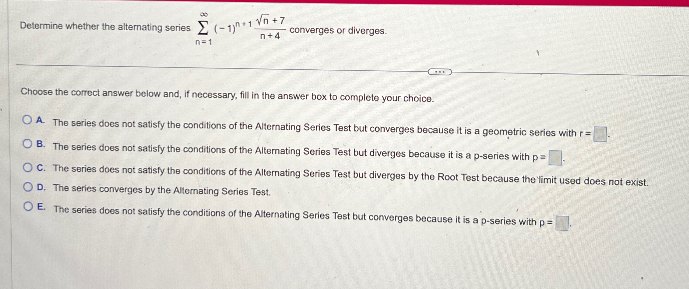 Solved Determine whether the alternating series | Chegg.com