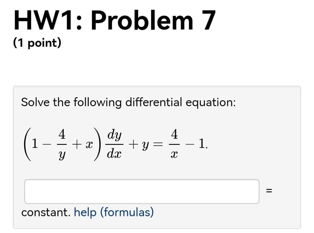 Solved HW1: Problem 7 (1 point) Solve the following | Chegg.com