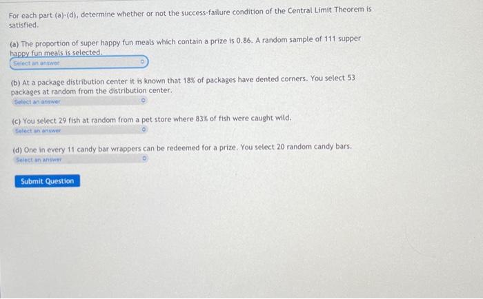 Solved For each part (a)-(d), determine whether or not the | Chegg.com