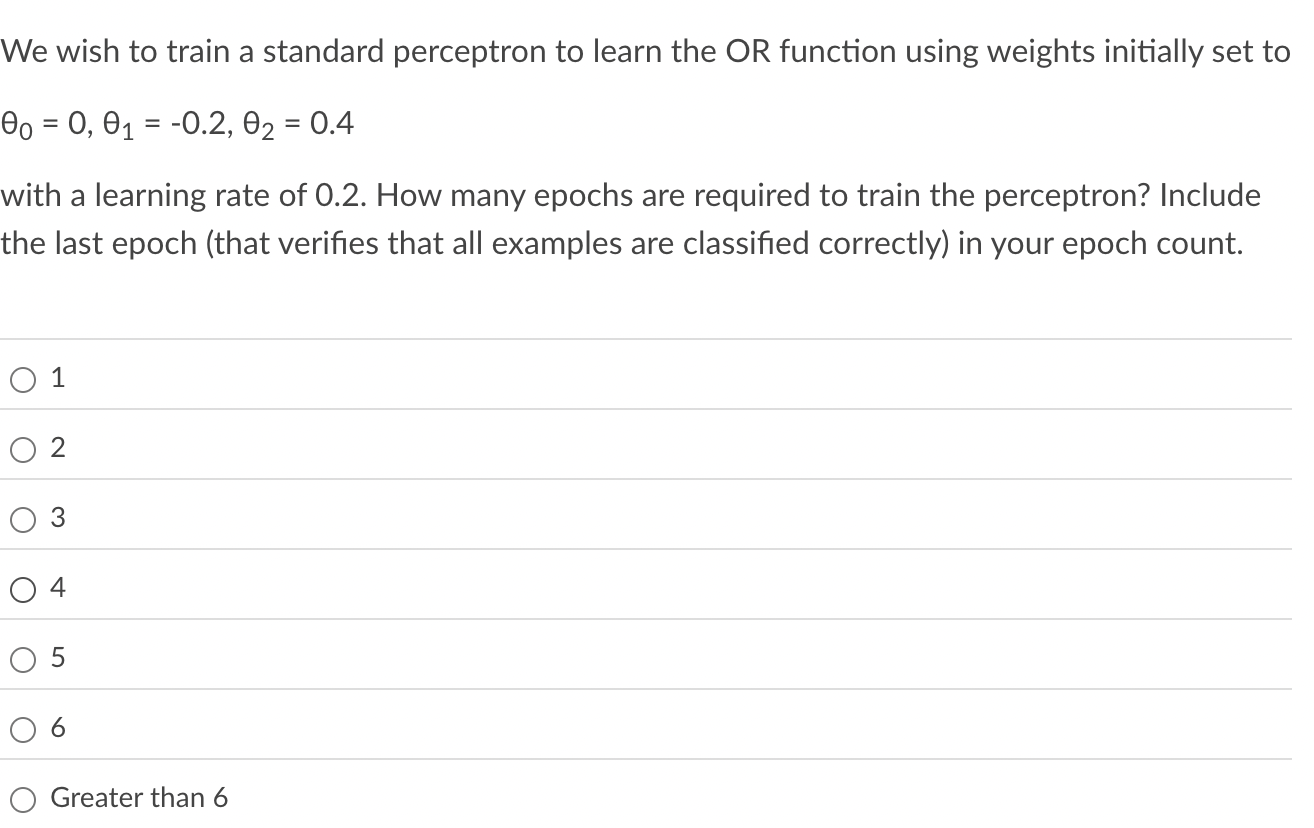 Solved by an EXPERT We wish to train a standard perceptron to learn the | Chegg.com