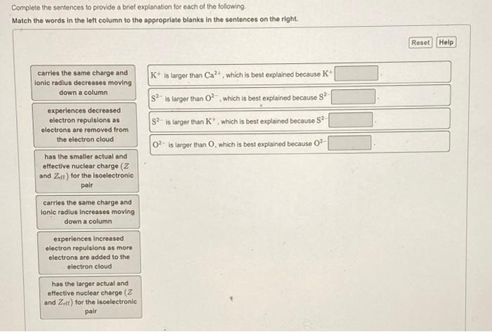 Solved Complete the sentences to provide a brief explanation | Chegg.com