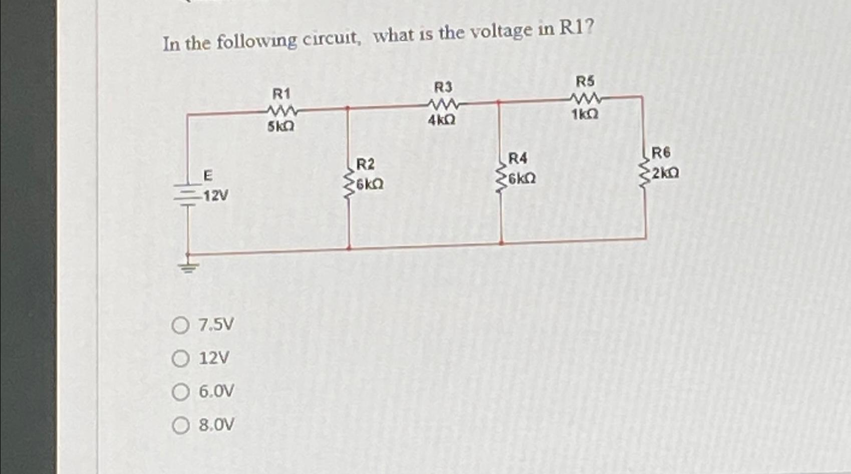 Solved In the following circuit, what is the voltage in | Chegg.com