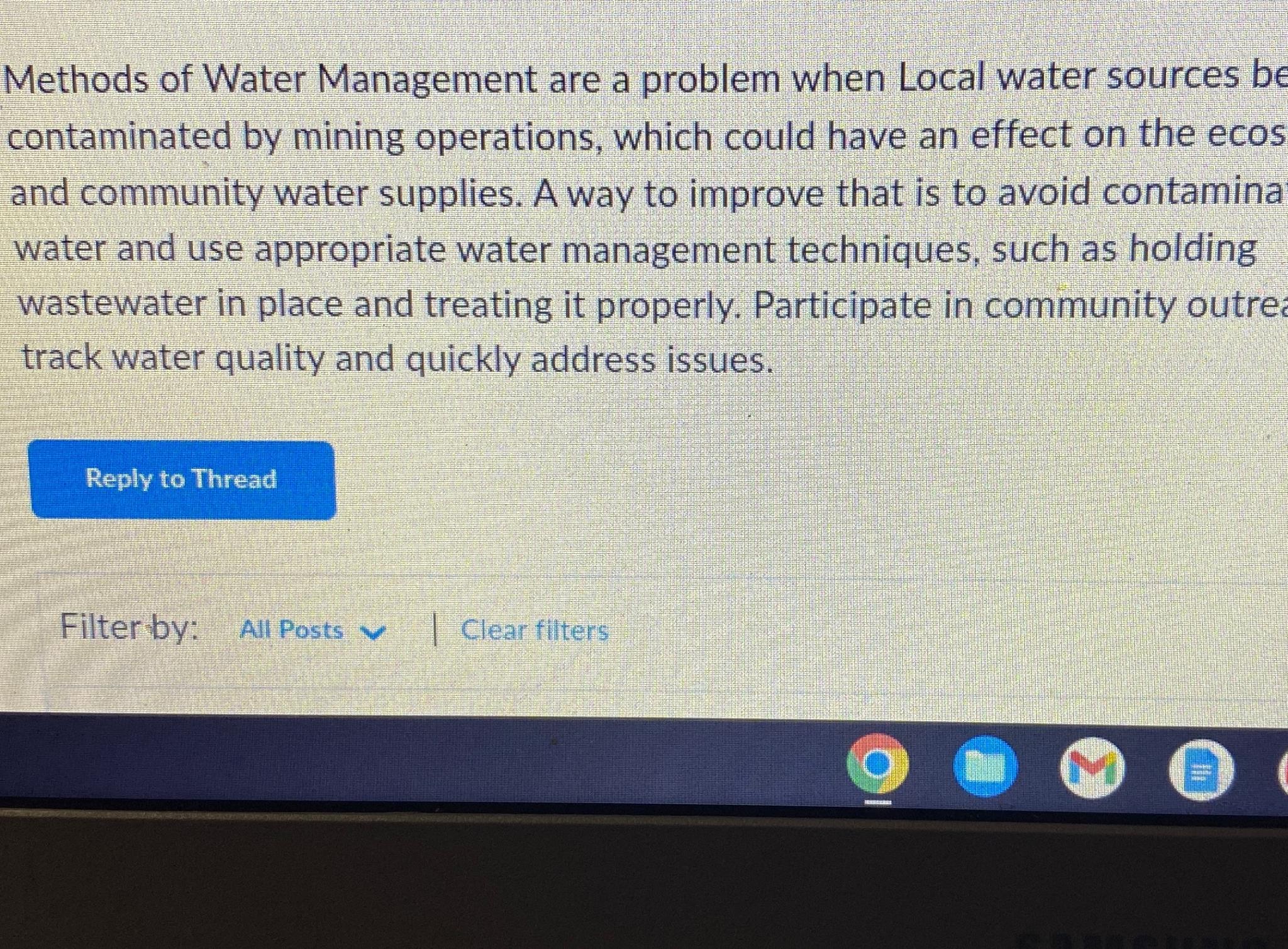 Solved Methods of Water Management are a problem when Local | Chegg.com