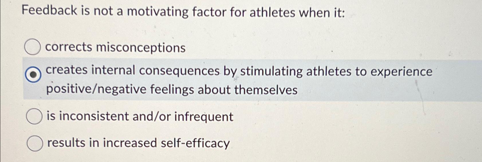 Feedback is not a motivating factor for athletes when | Chegg.com