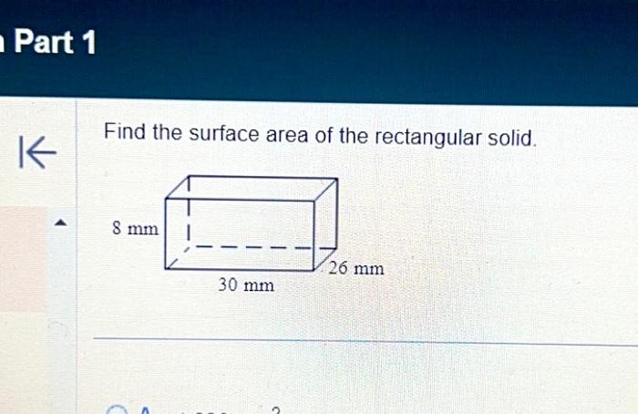 Solved Find the surface area of the rectangular solid. | Chegg.com