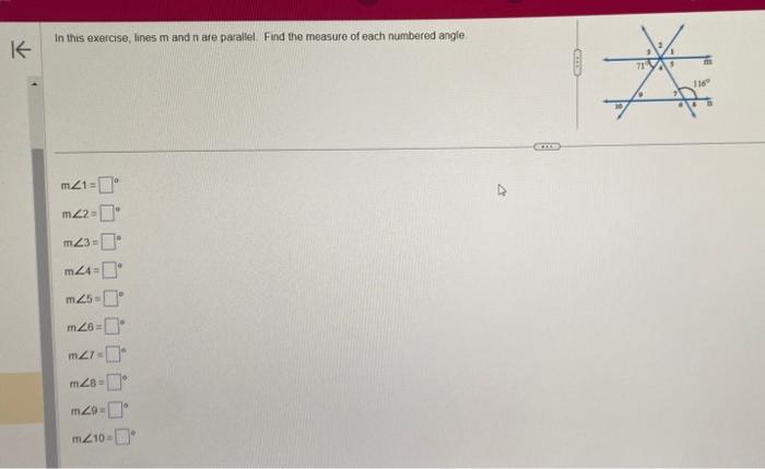 Solved In this exercise, lines m and n are parallel. Find | Chegg.com