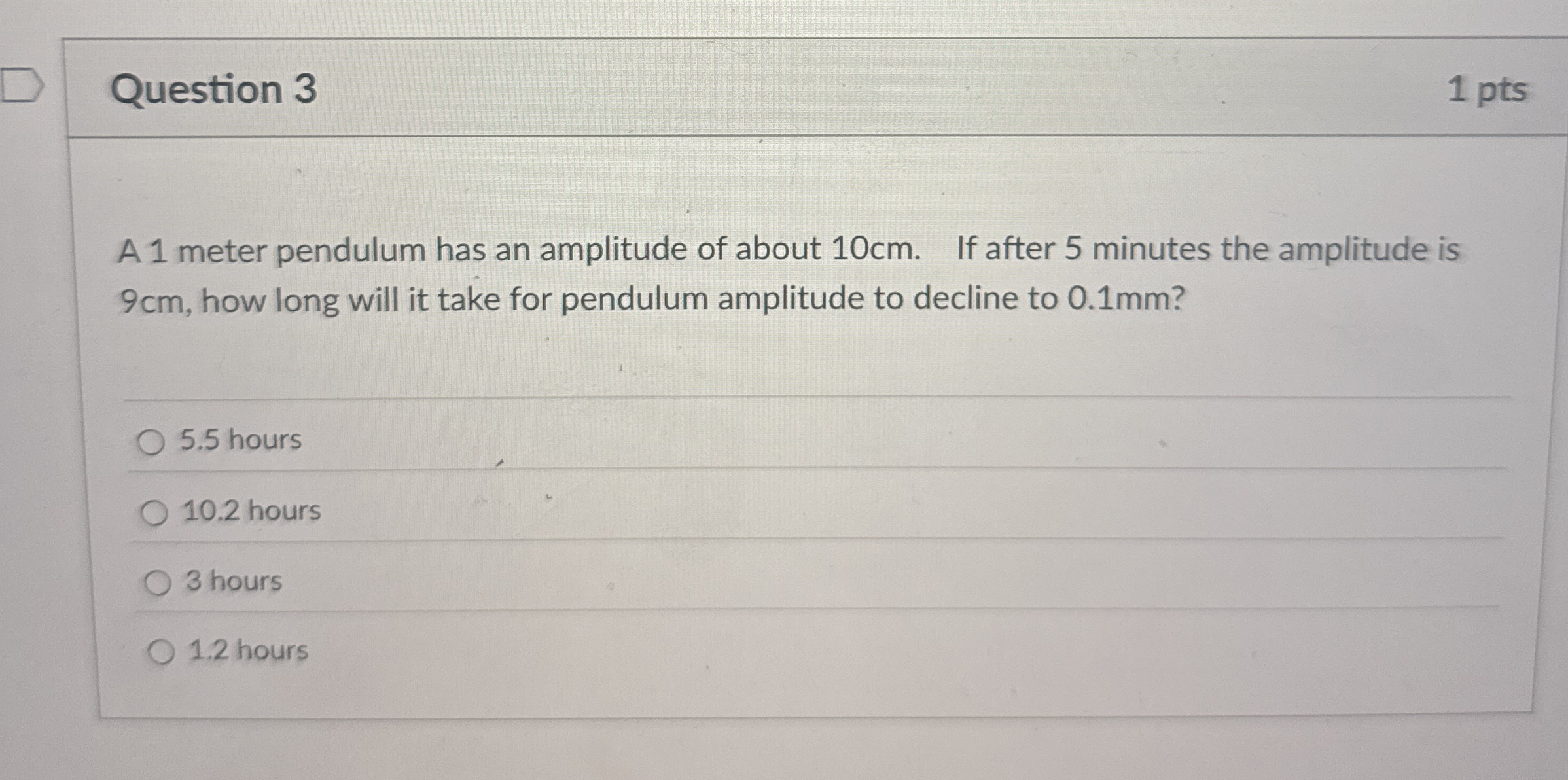 Solved Question 31 ﻿ptsA 1 ﻿meter pendulum has an amplitude | Chegg.com