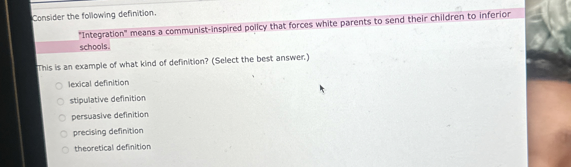 Solved Consider the following definition."Integration" means | Chegg.com