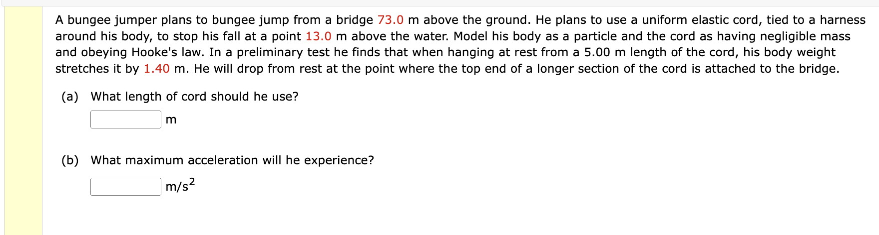 Solved A bungee jumper plans to bungee jump from a bridge | Chegg.com