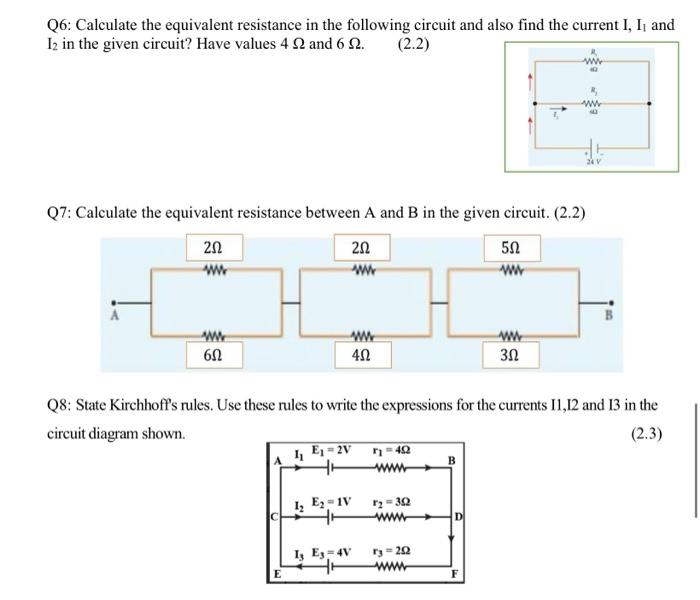 Solved Q6: Calculate the equivalent resistance in the | Chegg.com