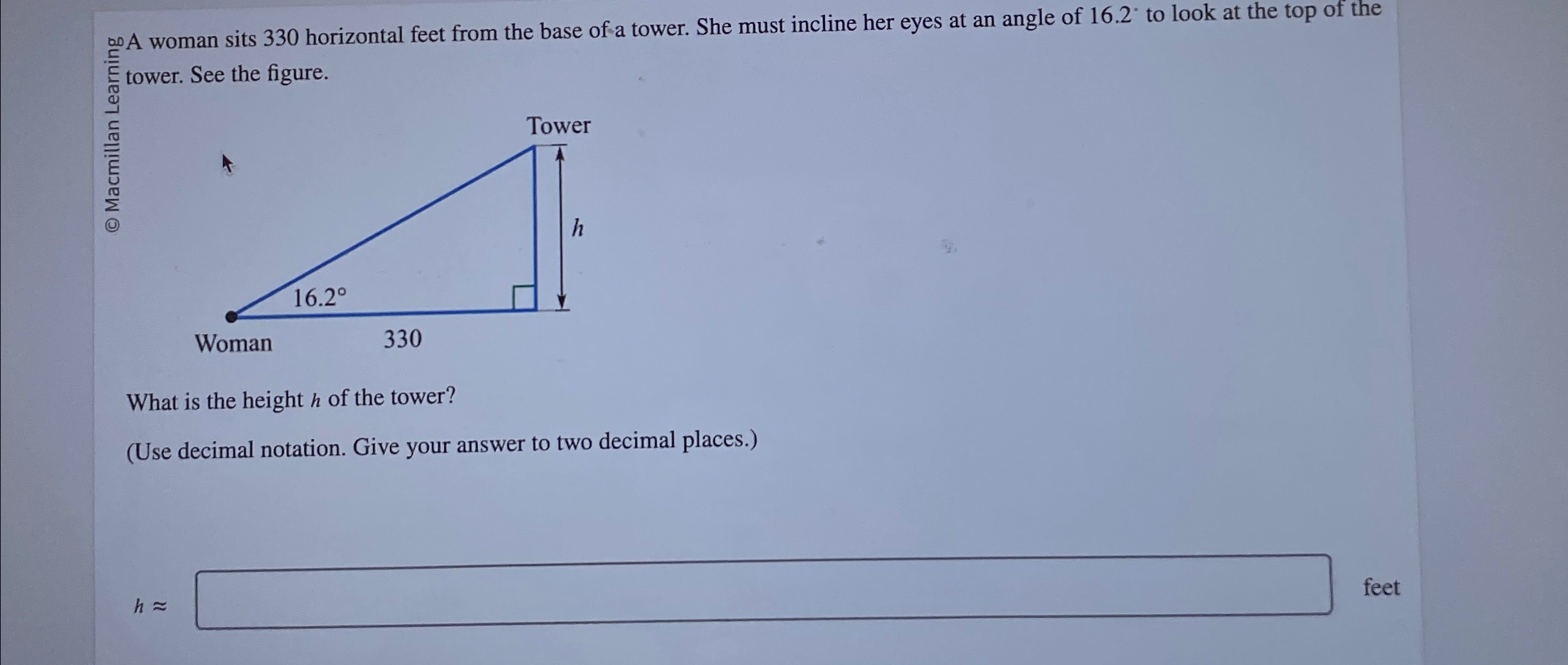 Solved tower. See the figure.What is the height h ﻿of the | Chegg.com