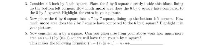 Solved 3. Consider a 6 inch by 6 inch square. Place the 5 by | Chegg.com