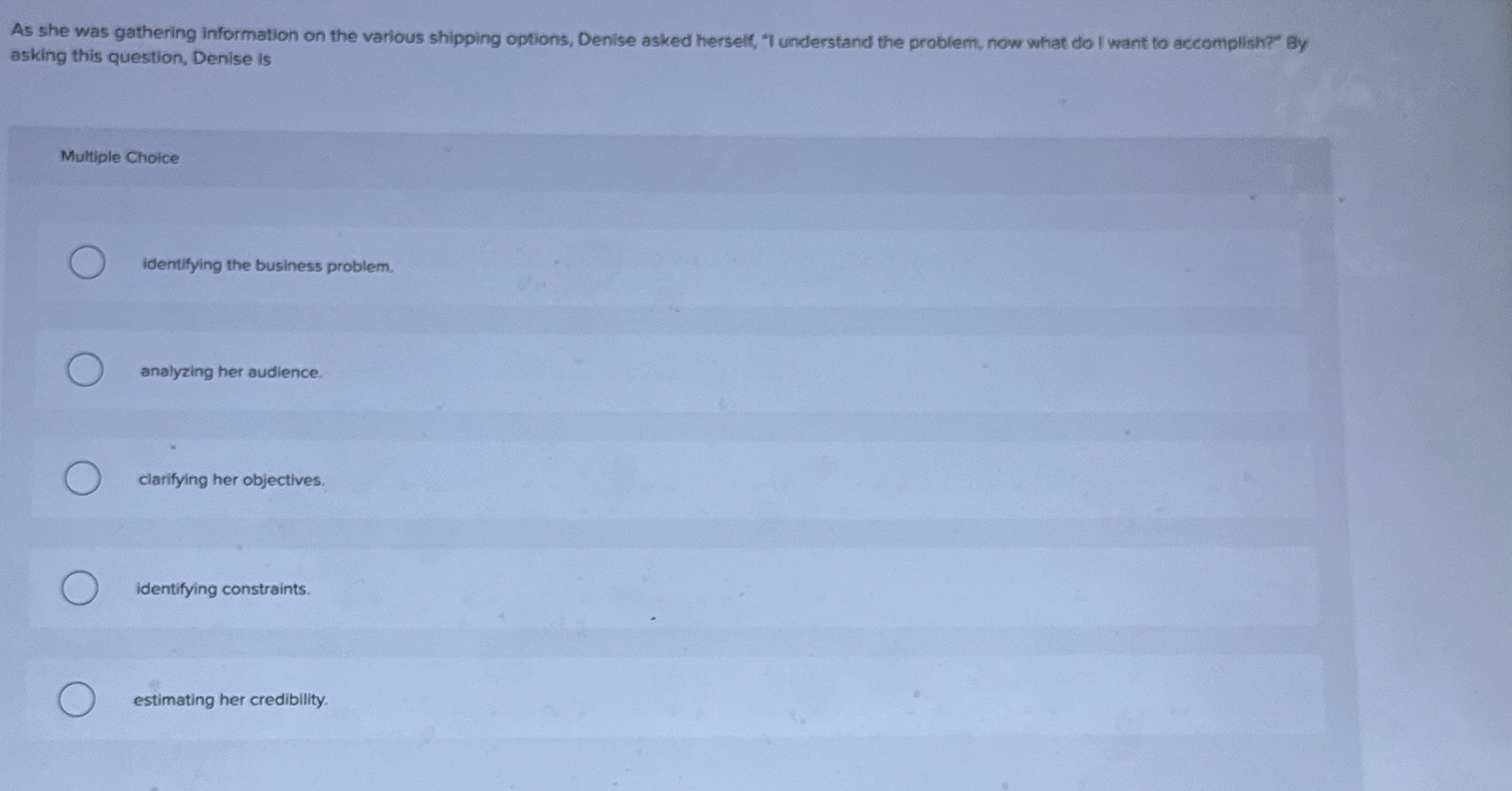 Solved As she was gathering information on the various | Chegg.com