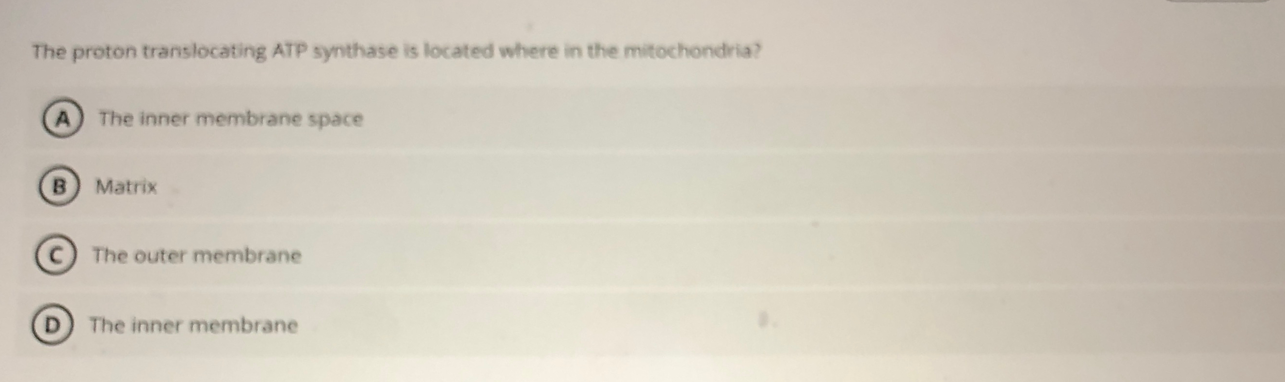 Solved The proton translocating ATP synthase is located | Chegg.com
