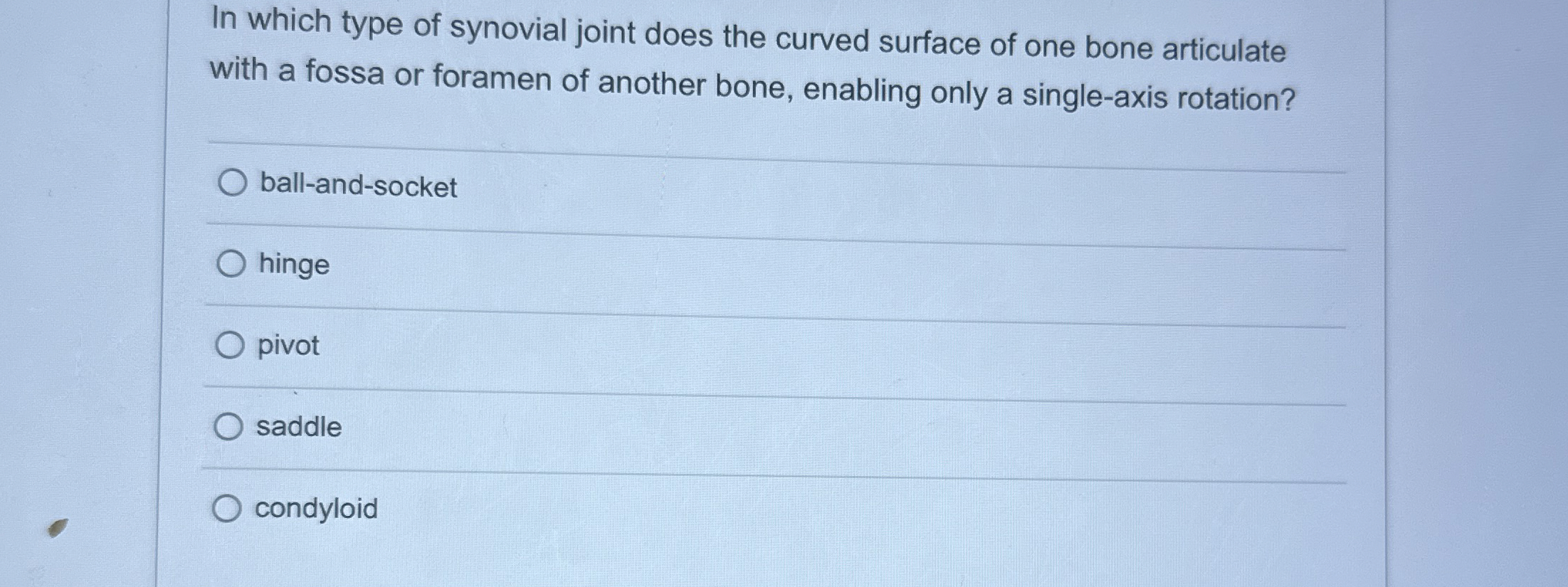 Solved In which type of synovial joint does the curved | Chegg.com