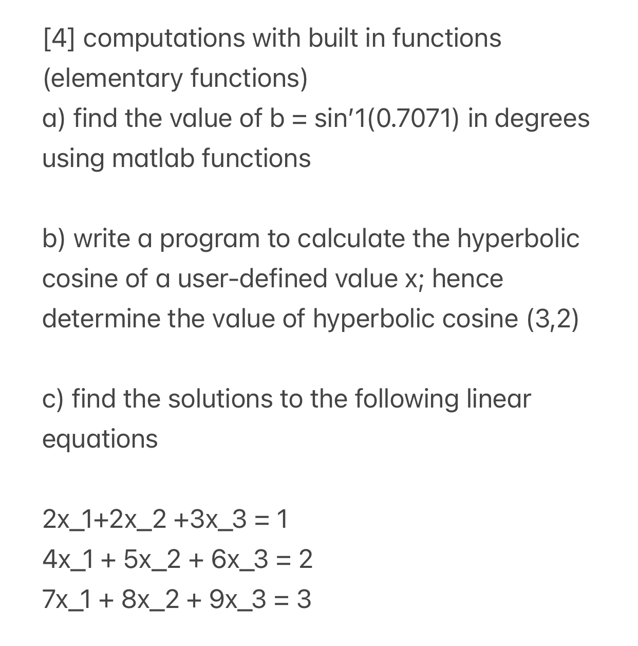 Solved Matlab functionscomputations with built in functions | Chegg.com