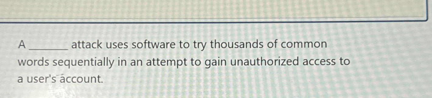 Solved Aattack uses software to try thousands of commonwords | Chegg.com