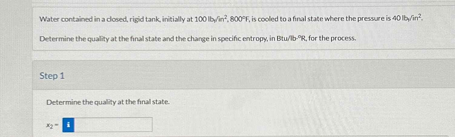 Solved Water contained in a closed, rigid tank, initially at | Chegg.com