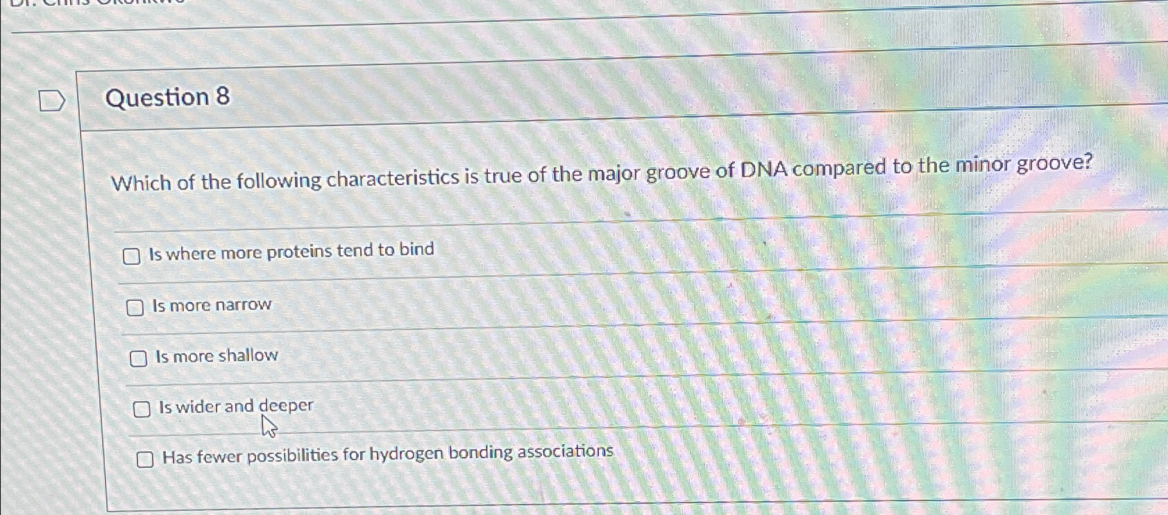 Solved Question 8Which of the following characteristics is | Chegg.com