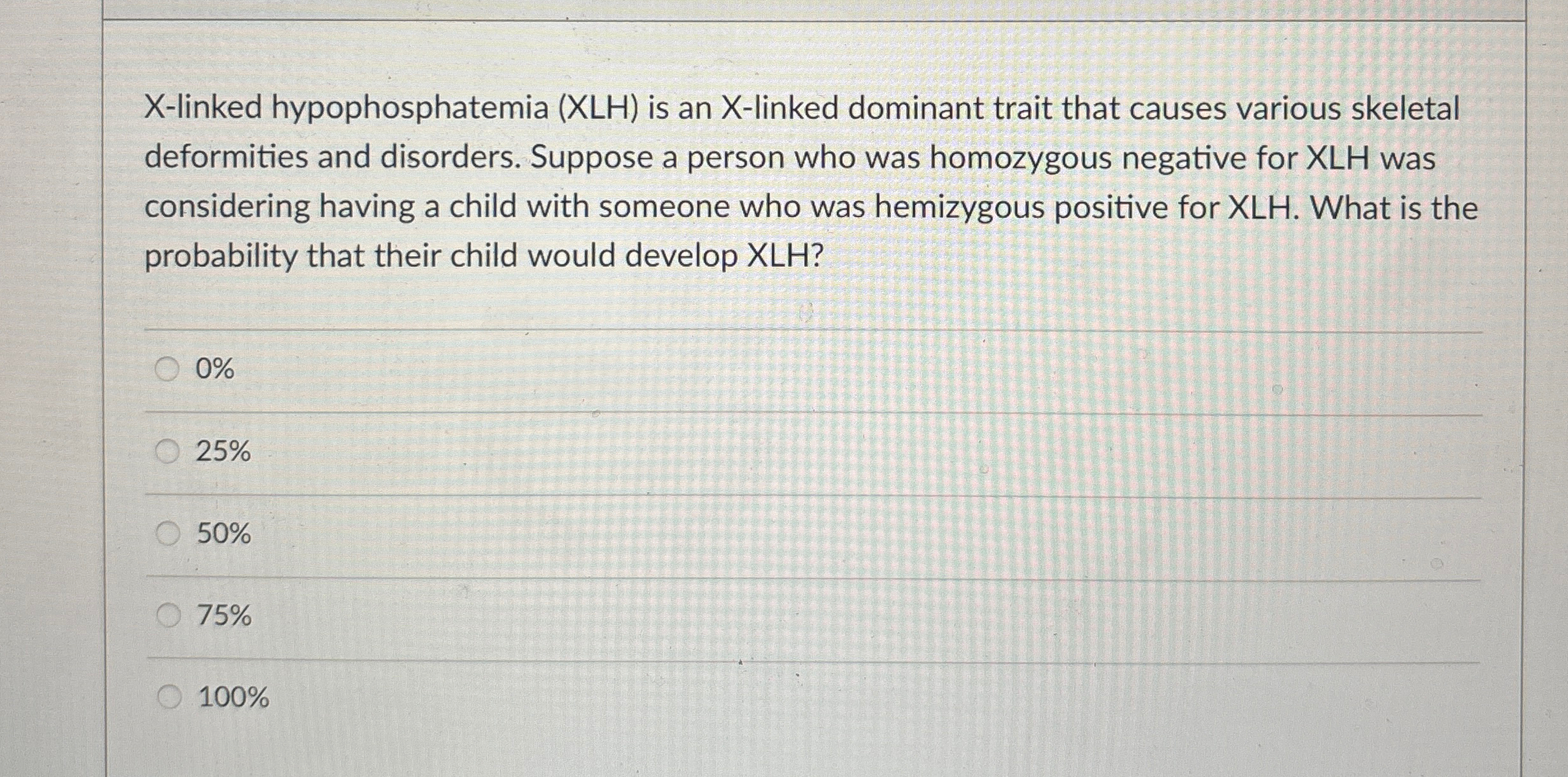 Solved X-linked hypophosphatemia (XLH) ﻿is an X-linked | Chegg.com
