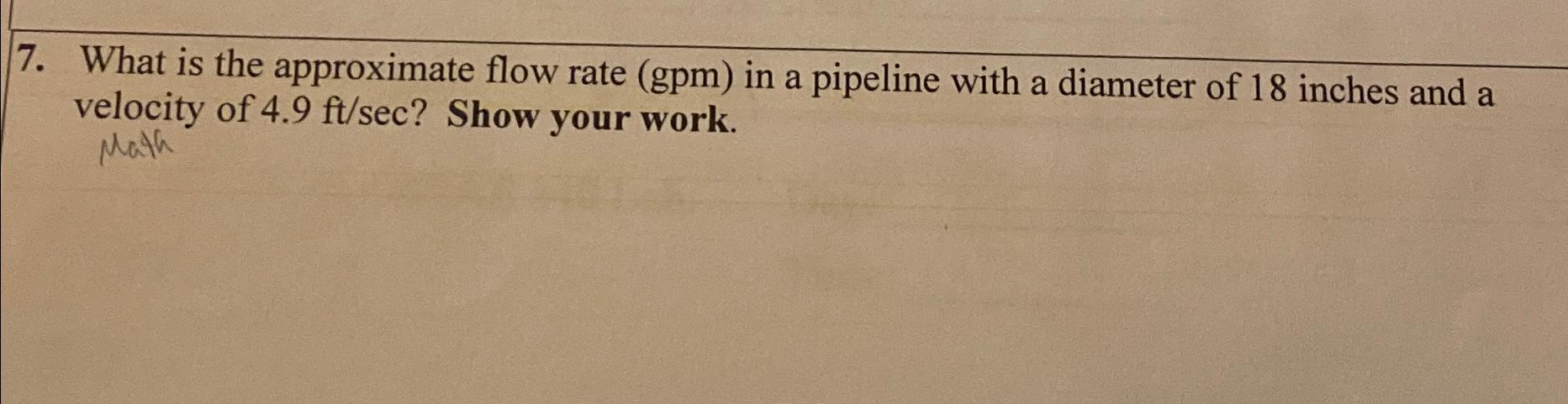 Solved What is the approximate flow rate (gpm) ﻿in a | Chegg.com