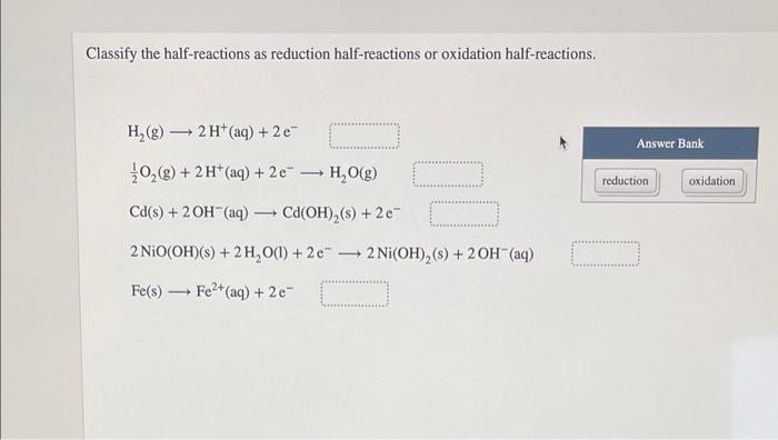 [solved] Classify The Half Reactions As Reduction Half Rea