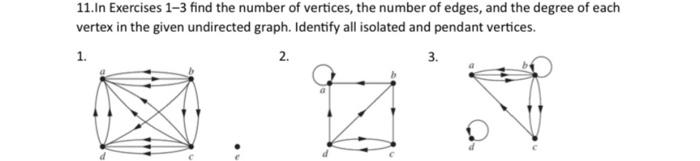 Solved 11.In Exercises 1-3 find the number of vertices, the | Chegg.com