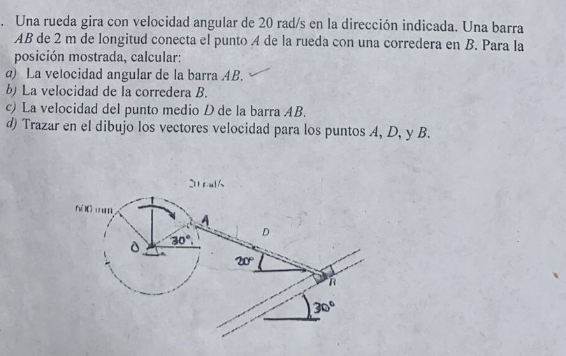 Solved Una rueda gira con velocidad angular de 20rads ﻿en la | Chegg.com