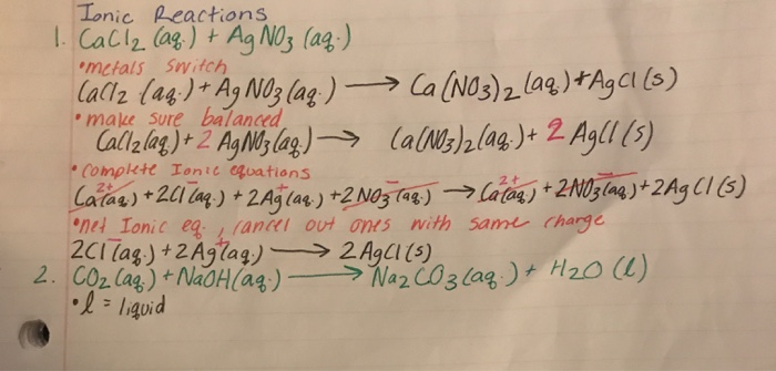 Solved Ionic Reactions CaCl2 (aq) + Ag Noz (aq.) metals | Chegg.com