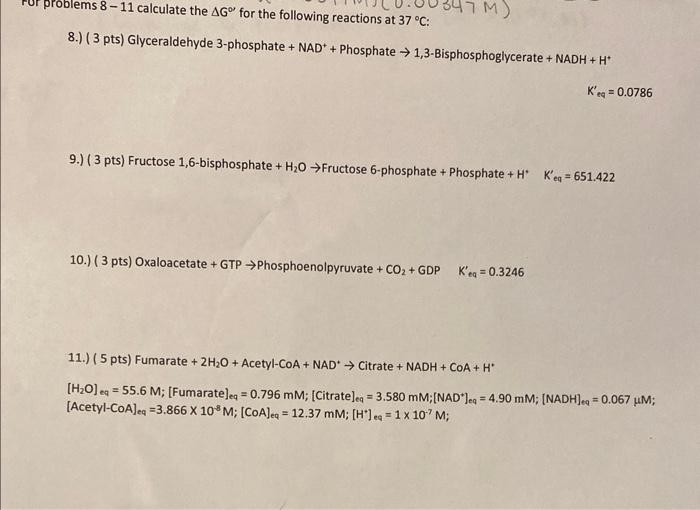 Solved 8.) ( 3 pts) Glyceraldehyde 3-phosphate | Chegg.com
