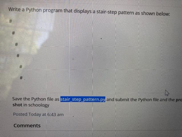 Solved Write a Python program that displays a stair-step | Chegg.com