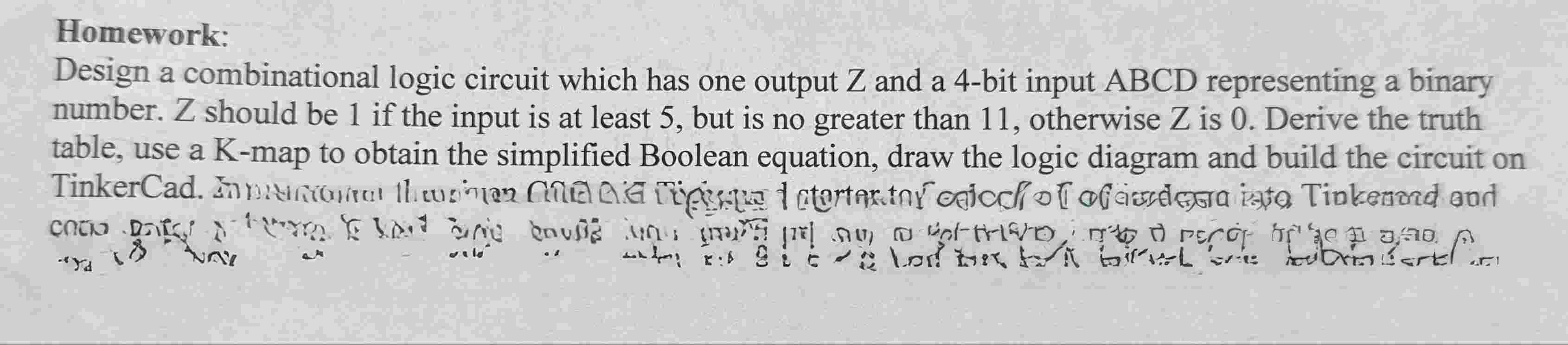 Solved Design A Combinational Logic Circuit Which Has One 6884
