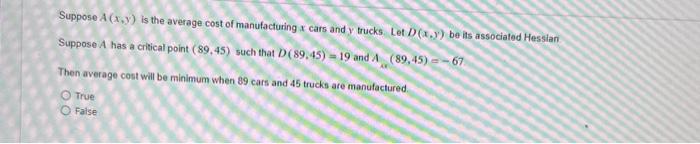 Solved Let f(x,y) be a two variable function and Hessian | Chegg.com