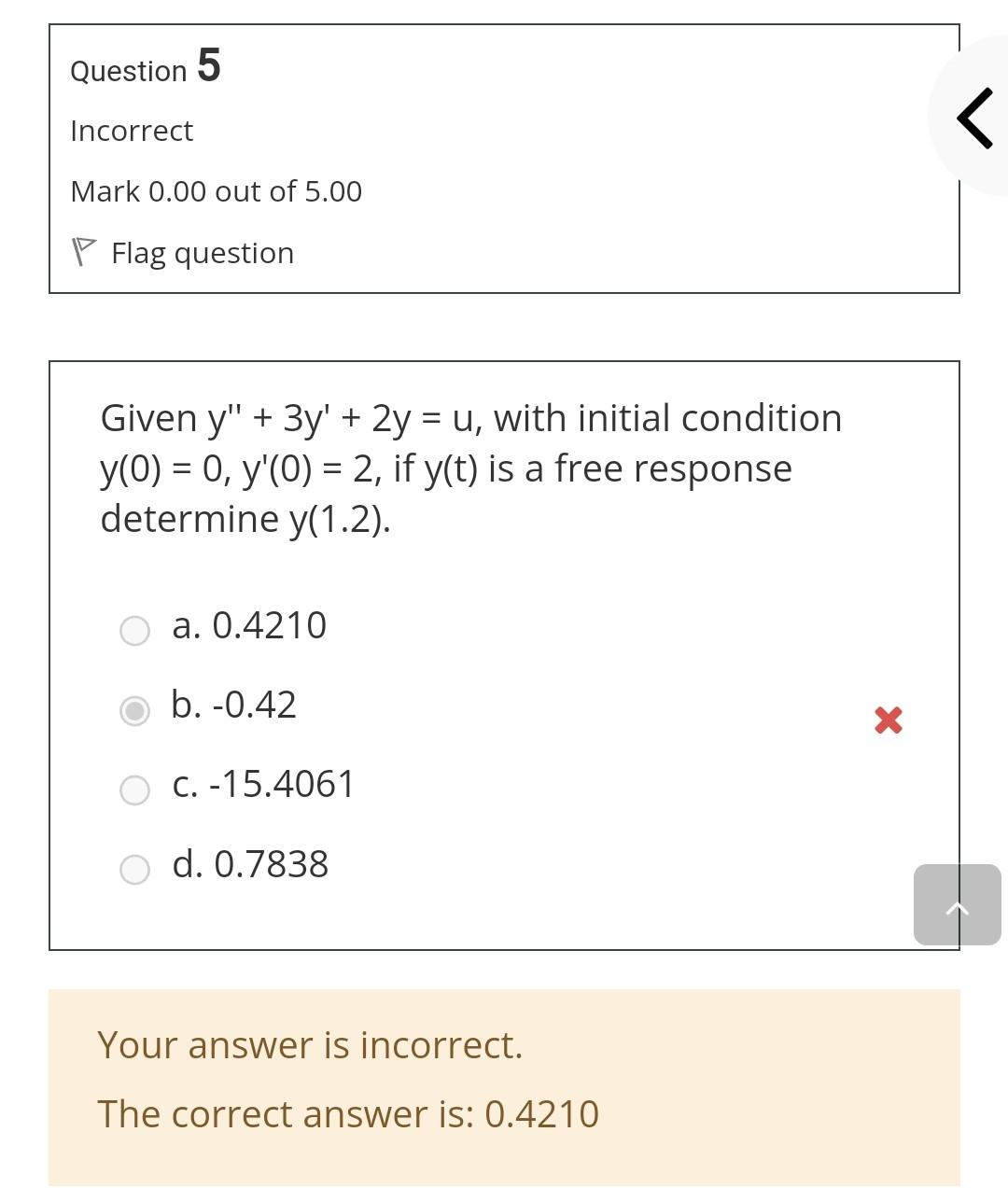 Solved Question 5 Incorrect ( Mark 0.00 out of 5.00 P Flag | Chegg.com