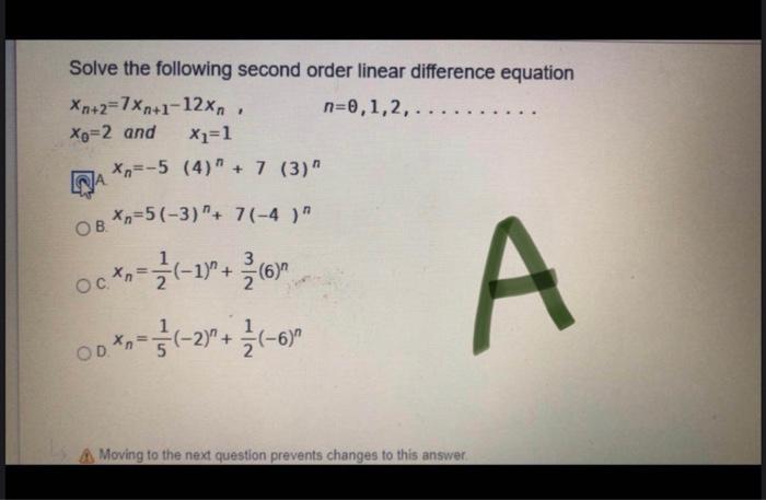 Solved Solve The Following Second Order Linear Difference