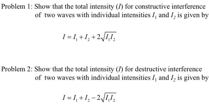 Solved Problem 1: Show that the total intensity (l) for | Chegg.com