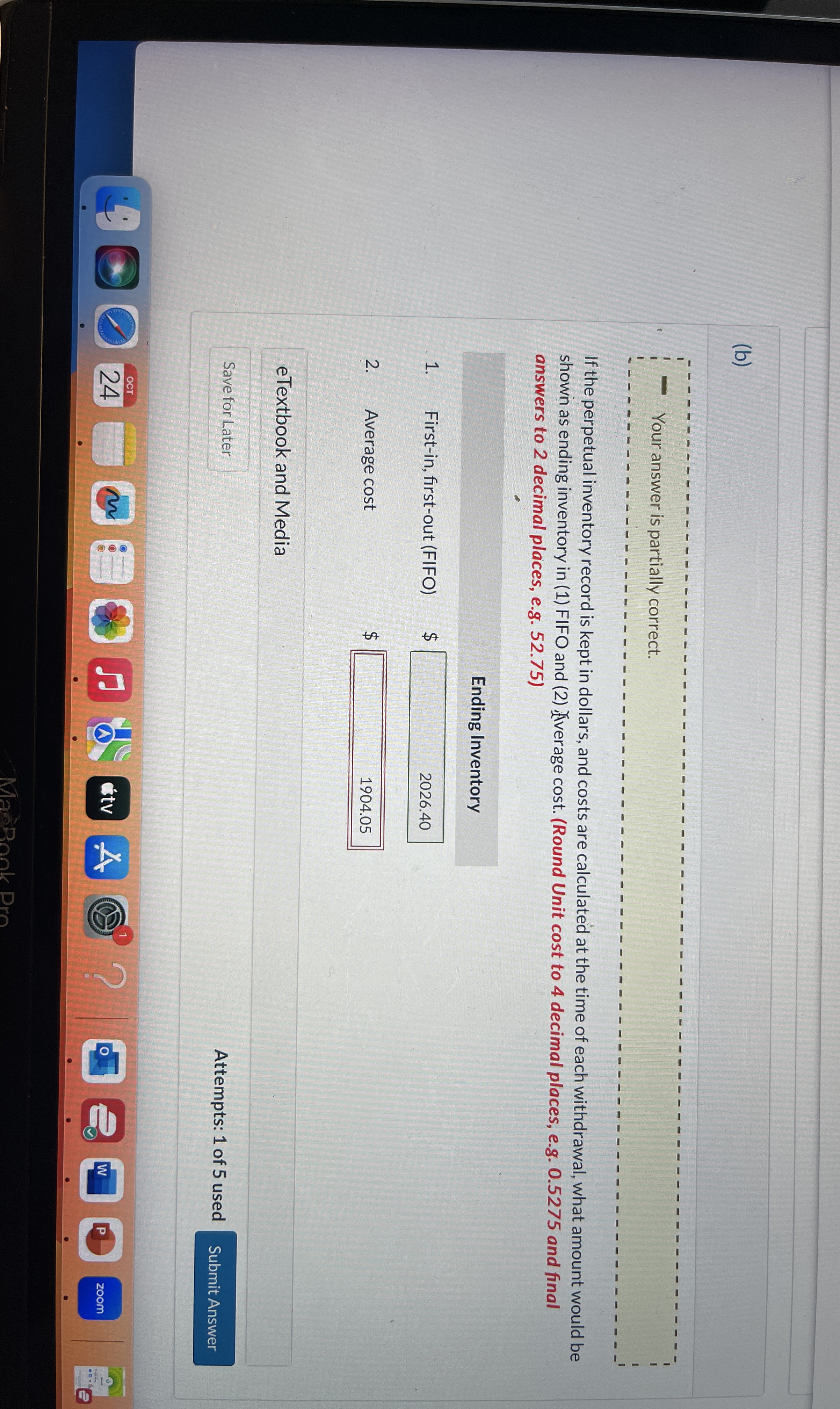 Solved (b)Your answer is partially correct.If the perpetual | Chegg.com