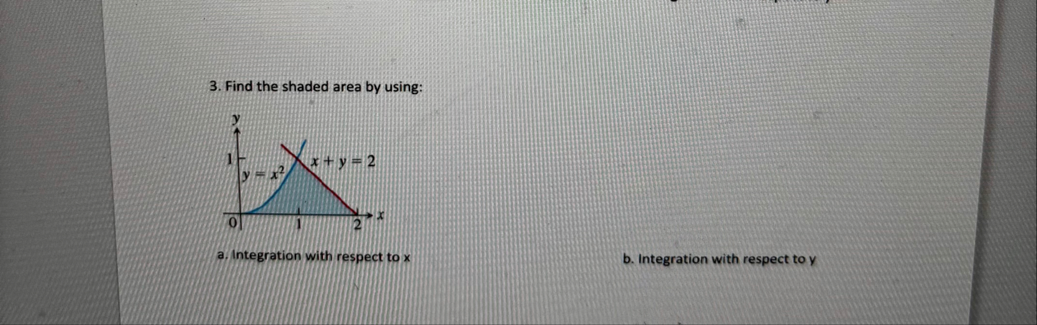 Solved Find the shaded area by using:a. ﻿Integration with | Chegg.com