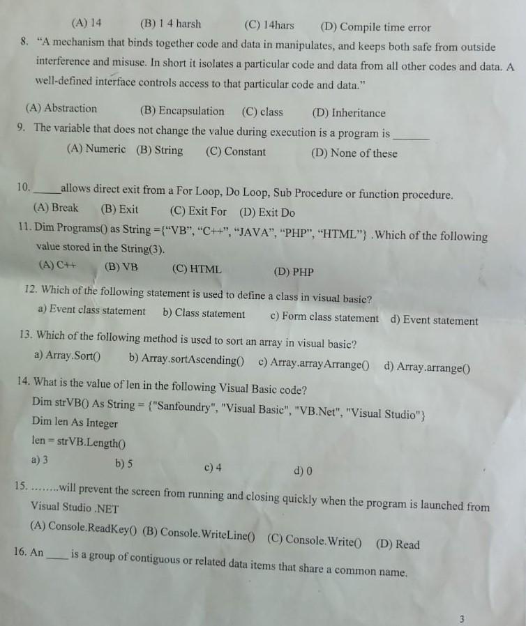 Solved (A) 14 (B) 14 harsh (C) 1 thars (D) Compile time | Chegg.com