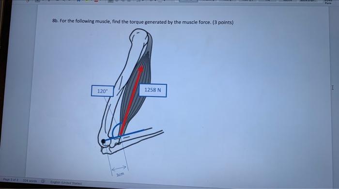 Solved 8b. For the following muscle, find the torque | Chegg.com